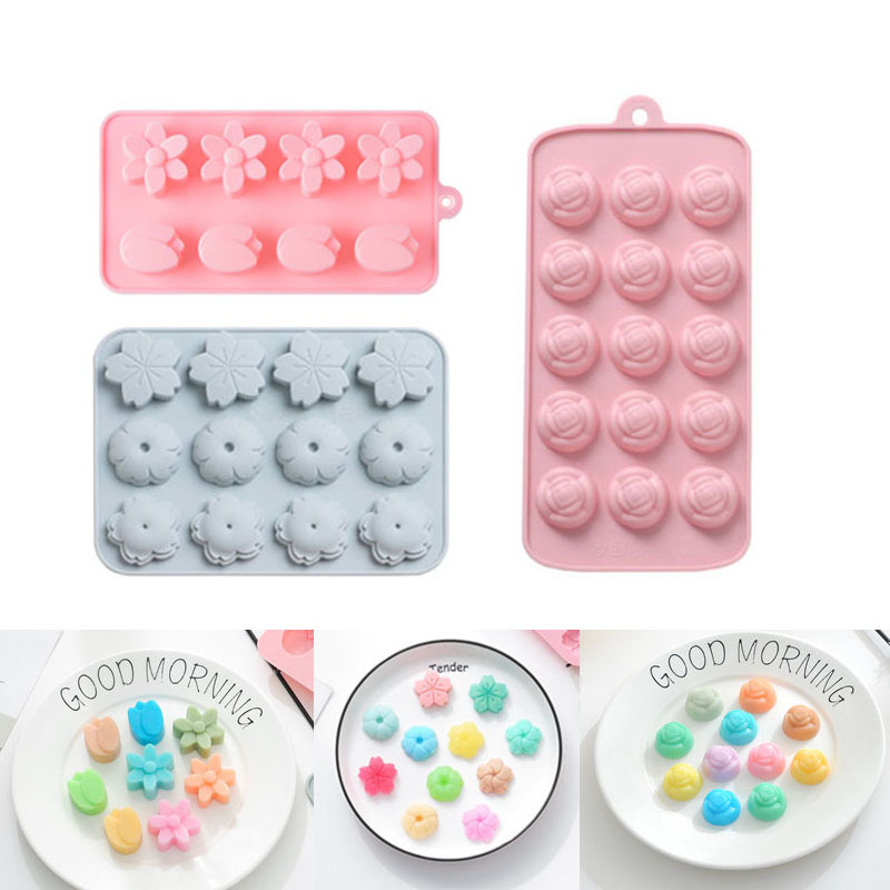 Silicone Mould Flower Shape Chocolate Candy Sweets Mold Biscuits Cookie ...
