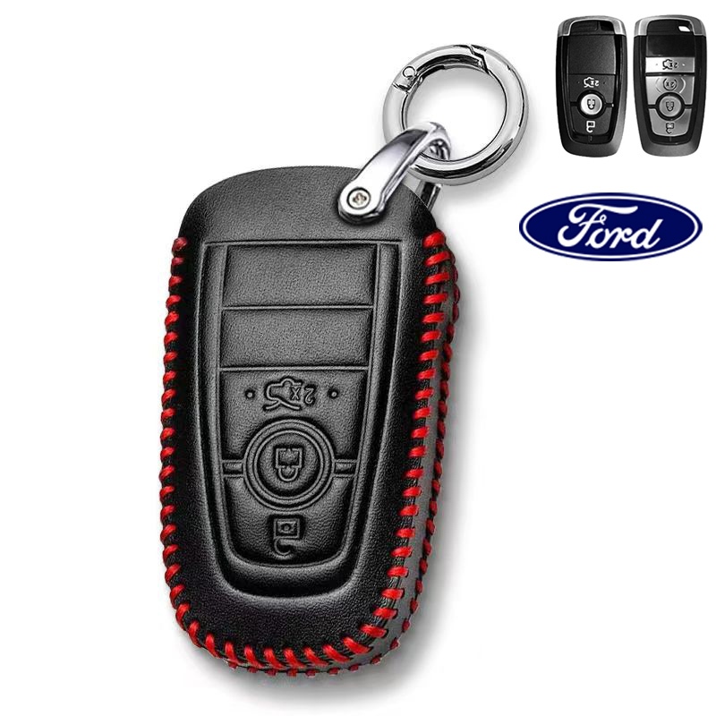3/4 buttons Genuine Leather Car Remote Key Case For Ford RAPTOR F-150 ...