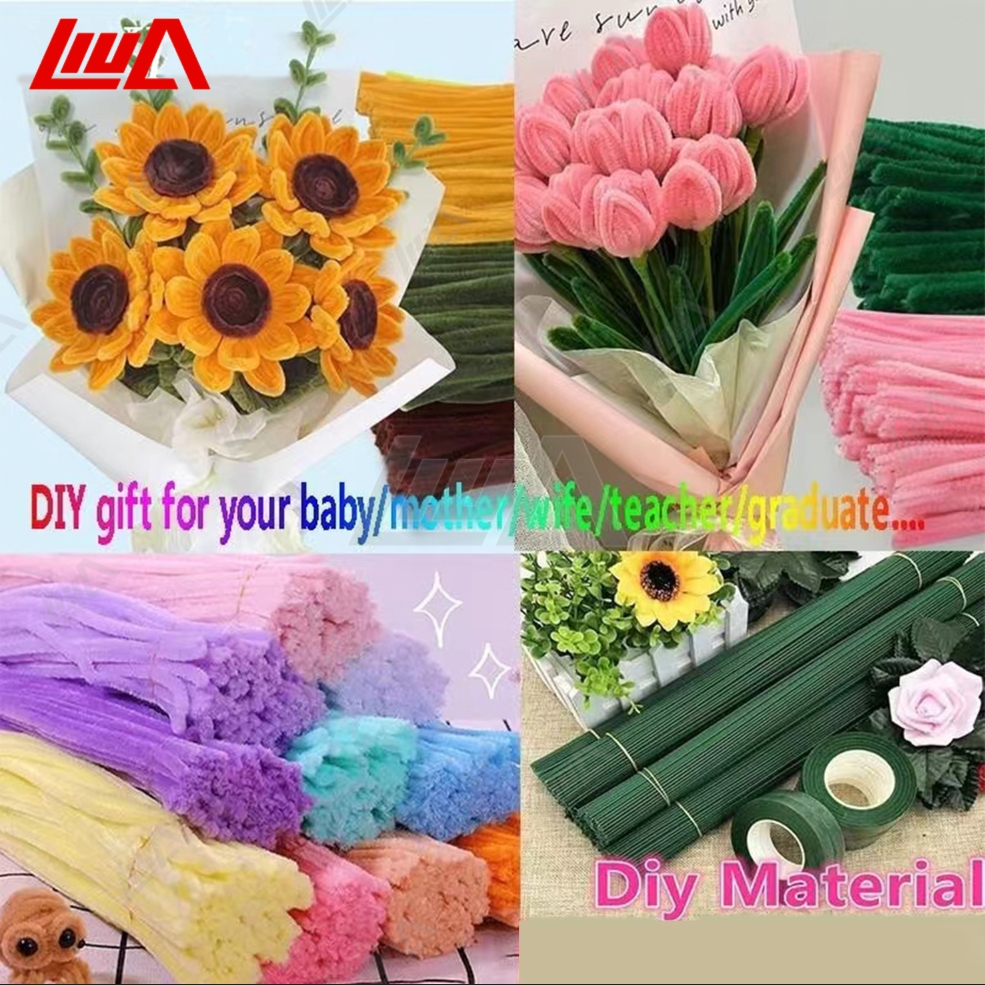 100pcs fuzzy wire flower Colorful Dense fuzzy wire pipe cleaner craft ... 100pcs fuzzy wire flower Colorful Dense fuzzy wire pipe cleaner craft ...
