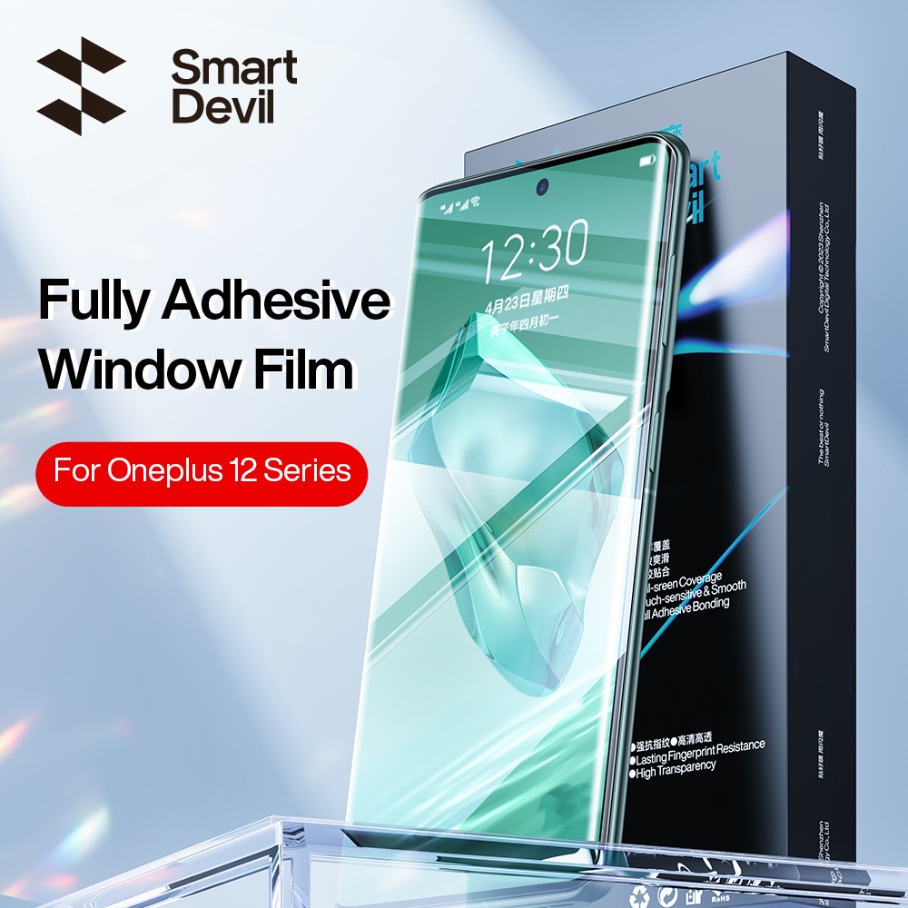 SmartDevil Hot Bend Tempered Glass For OnePlus 12 Full Screen Coverage Full Adhesive Full ...
