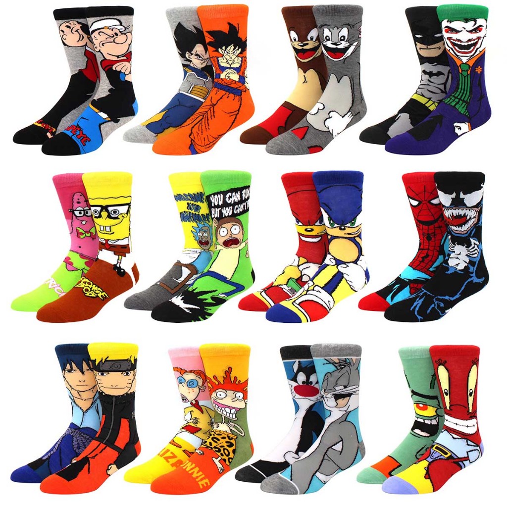 Men's mid-rise socks AB asymmetrical animal series women's fashion ...