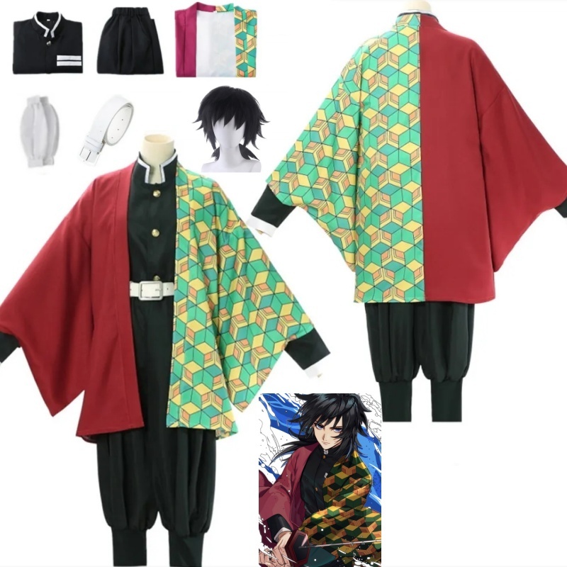 Anime Kimetsu No Yaiba Tomioka Giyuu Cosplay Costume Suit Uniforms Wig ...