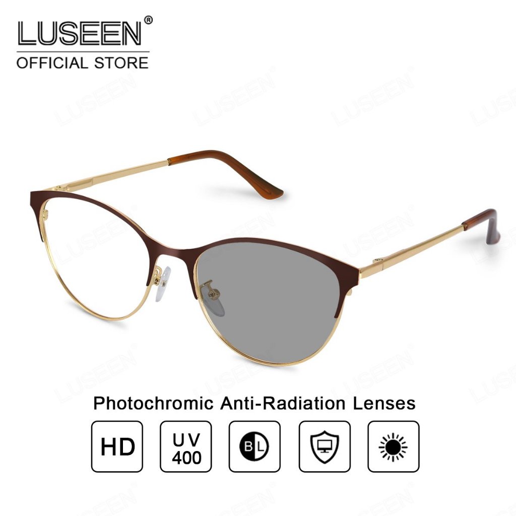 LUSEEN Photochromic Eyeglass Anti Radiation Eyeglasses For Women Men ...