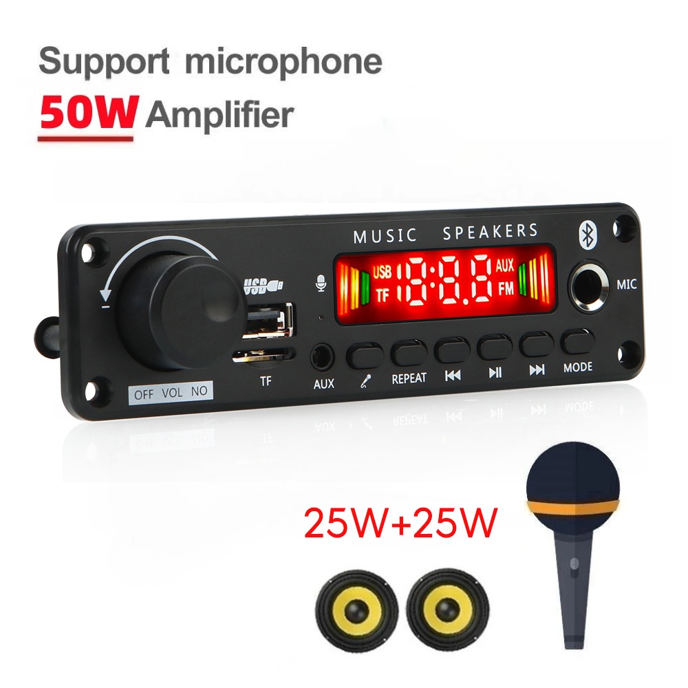 2*25w Amplifier Bluetooth 5.0 MP3 WAV APE Decoder Board 12V DIY MP3 ...