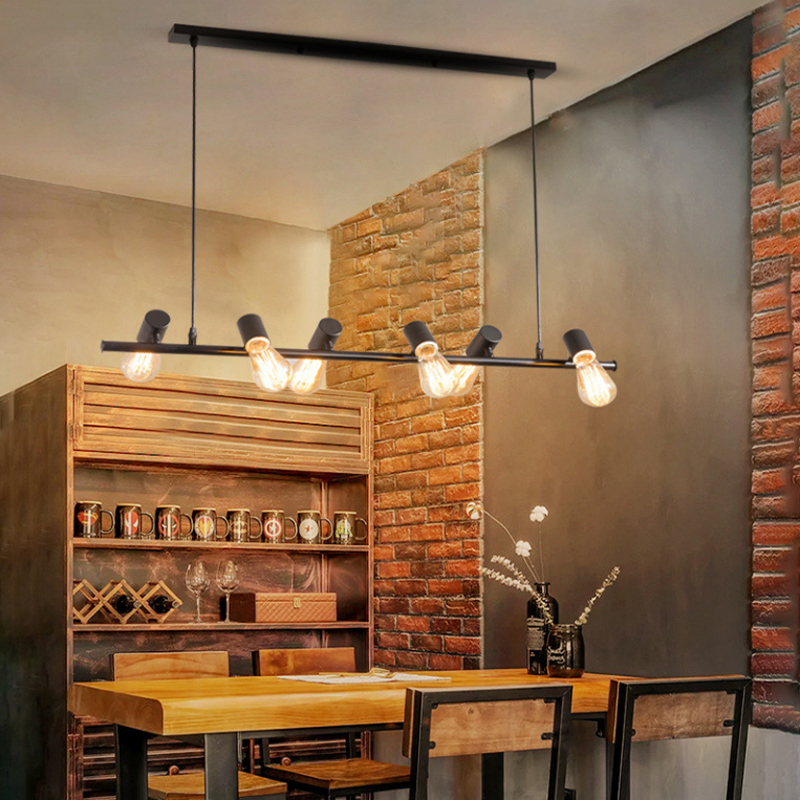 American Industrial Style Restaurant Bar Counter Long Chandelier ...