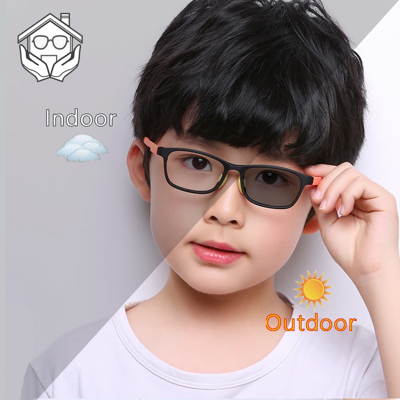 Kids Photochromic Anti Radiation Eye Glasses TR90 Frame Antiblue Light ...