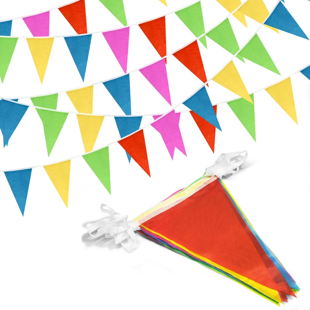 100 Ft Pennant Banner - 75 Multicolor Bunting Flags (8x11 Inch ...