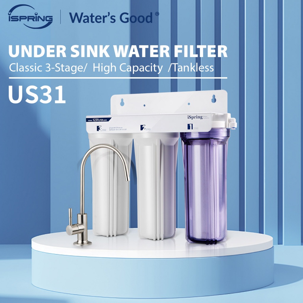 iSpring US31 Classic 3-Stage Under Sink Water Filtration System ...