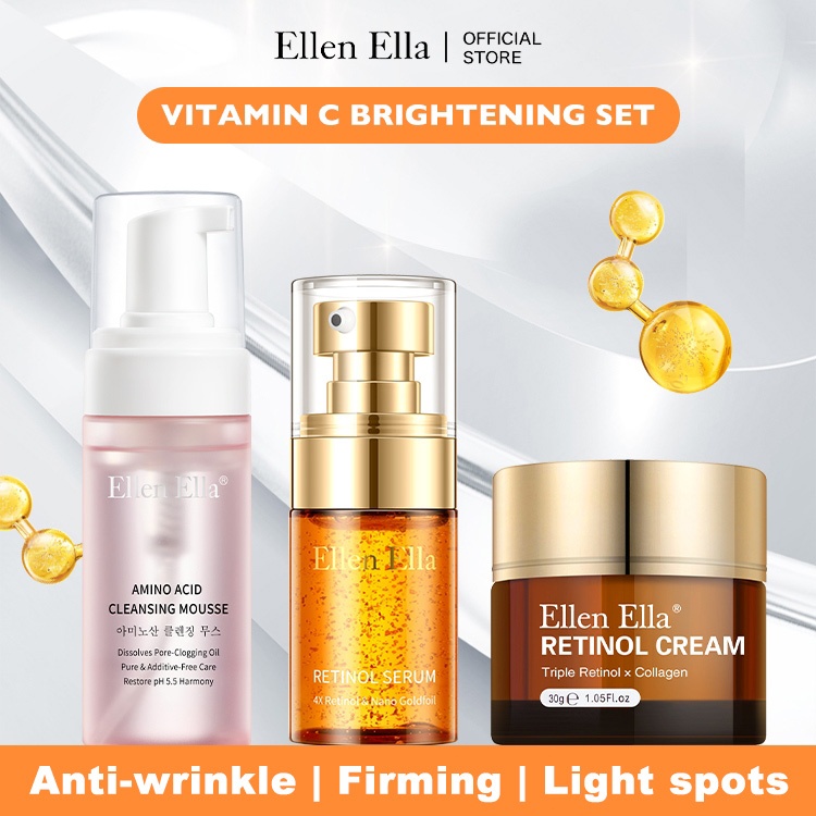 ELLEN ELLA Anti Aging 3pcs Set Cleaner 120ml+ 4X Retinol Serum Serum ...