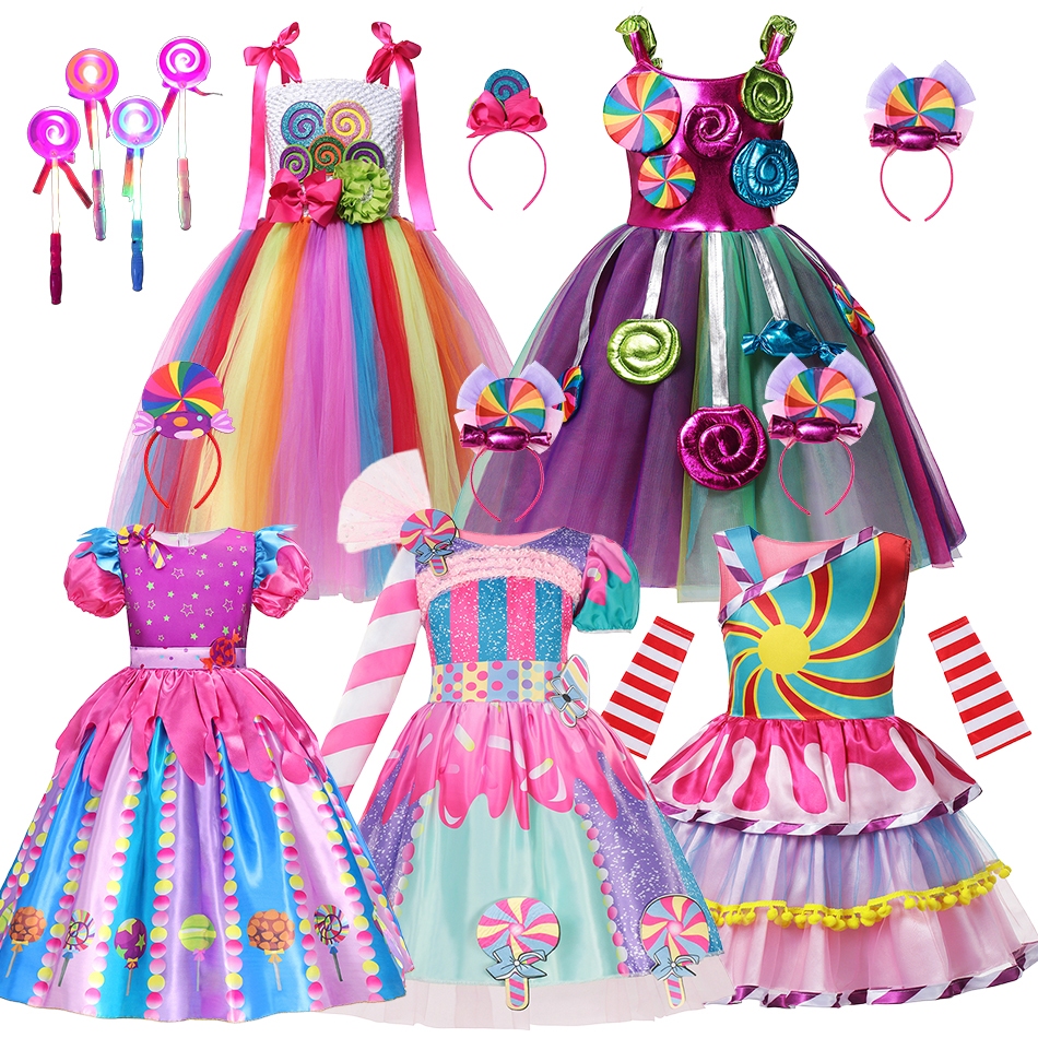 2024 Kid Candy Dress Lollipop for Girls Carnival Cosplay Costume Fancy ...