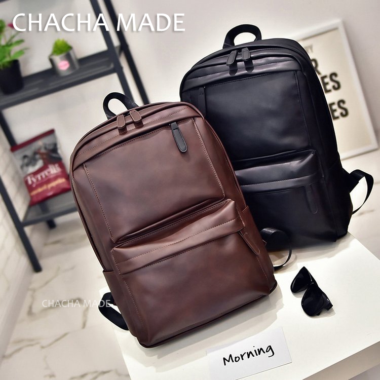 Men's Backpack Fashion Style PU Leather Bag Highschool Student School ...