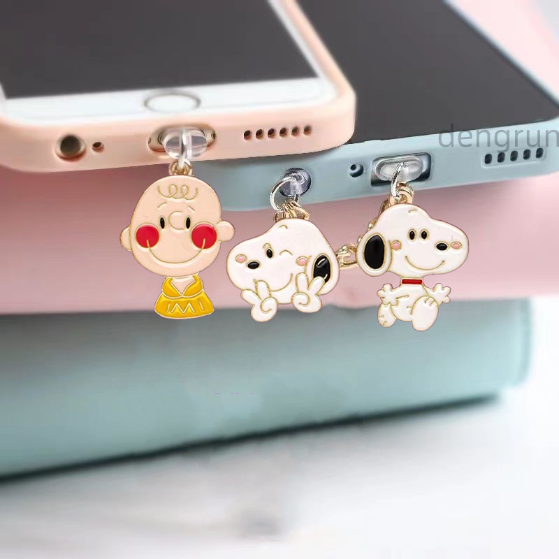 Cartoon Cute Metal Snoopy Mobile Phone Anti-dust Plug Charm Puppy Anti ...