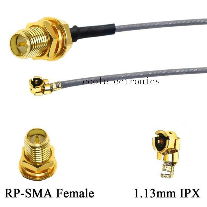 2pcs Grey Cable 1.13mm IPX to RP-SMA Extension Cable RP-SMA Female to ...