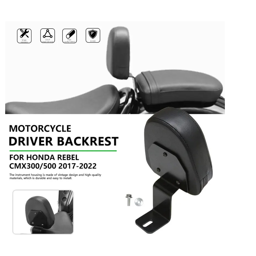 Motorcycle Front Driver Backrest Rider Back Cushion PU Leather Pad For ...