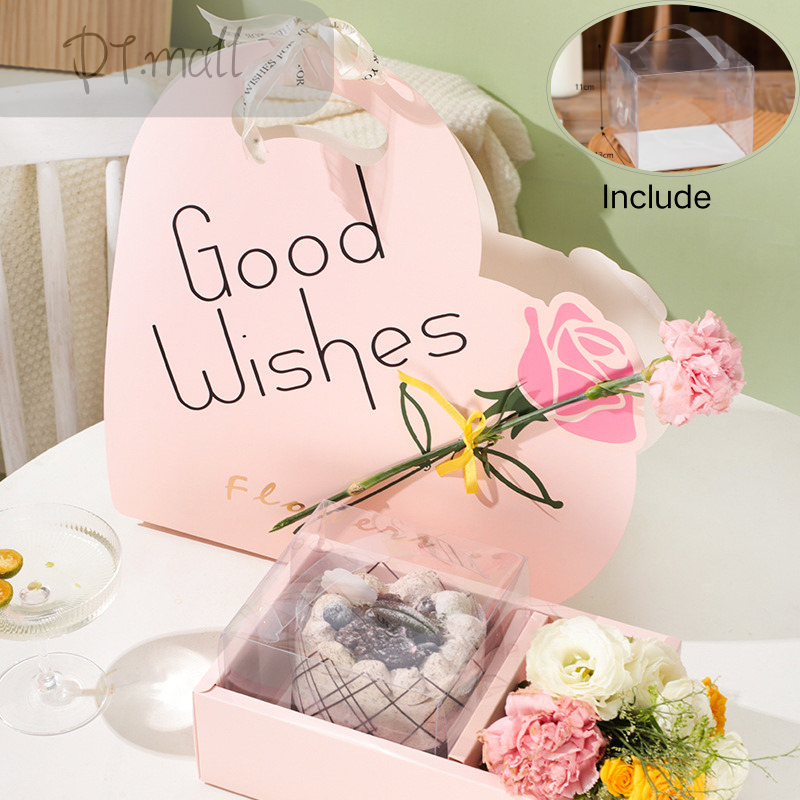 【COD】Transparent Acetate Flower Mini Cake Gift Gable Box With Handle ...