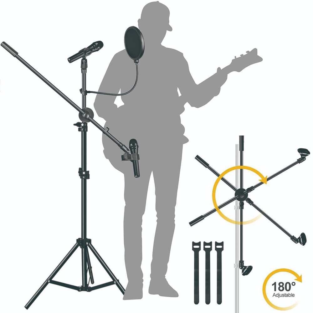 Mic Stand, Adjustable Microphone Stand Tripod Floor Detachable Heavy ...