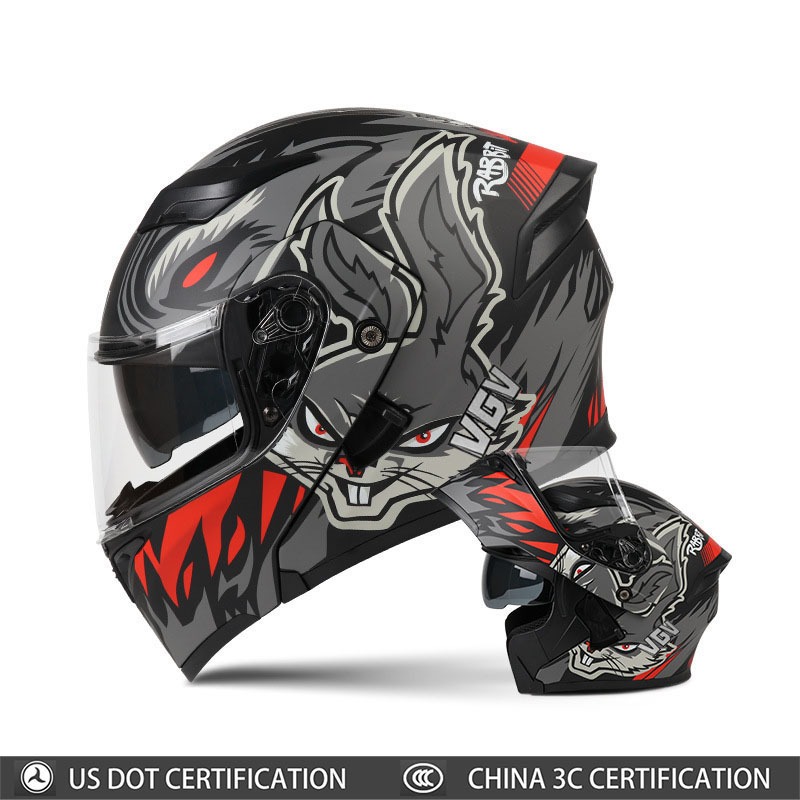 Motorcycle helmet for both men and women in all seasons. Flipped and ...