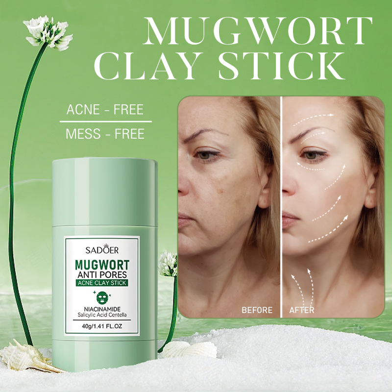 MUONLY Mugwort Clay Facial Mask Stick Green Skin Care Face Mask Black ...
