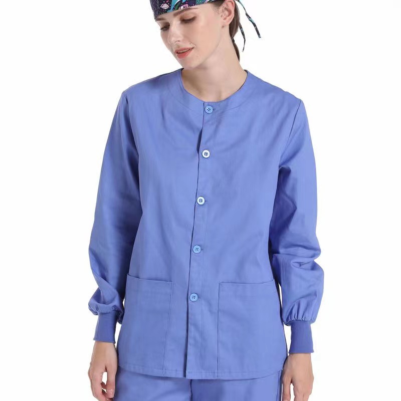 Scrub Jacket New Fashion Unisex Long Sleeve Buttons Pocket Nurse Doctor ...