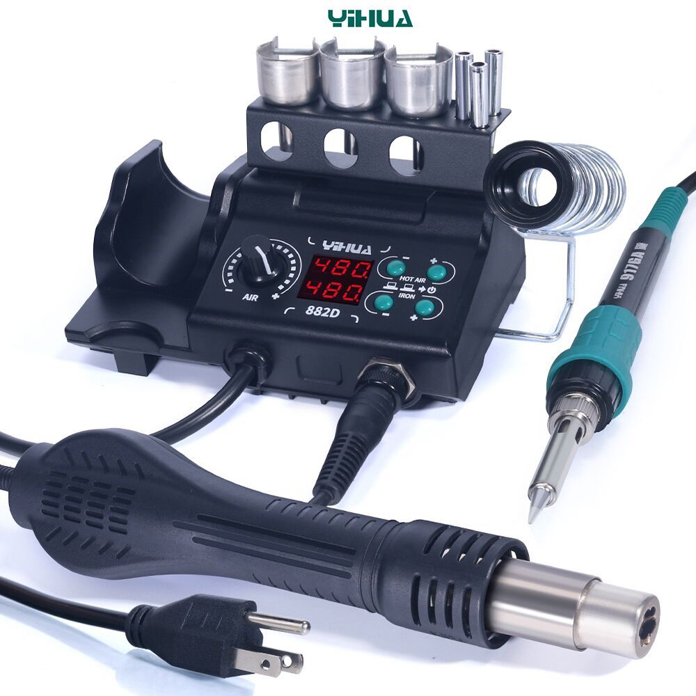 YIHUA 882D Soldering Station Digital With Air Gun Nozzle Soldering Iron ...