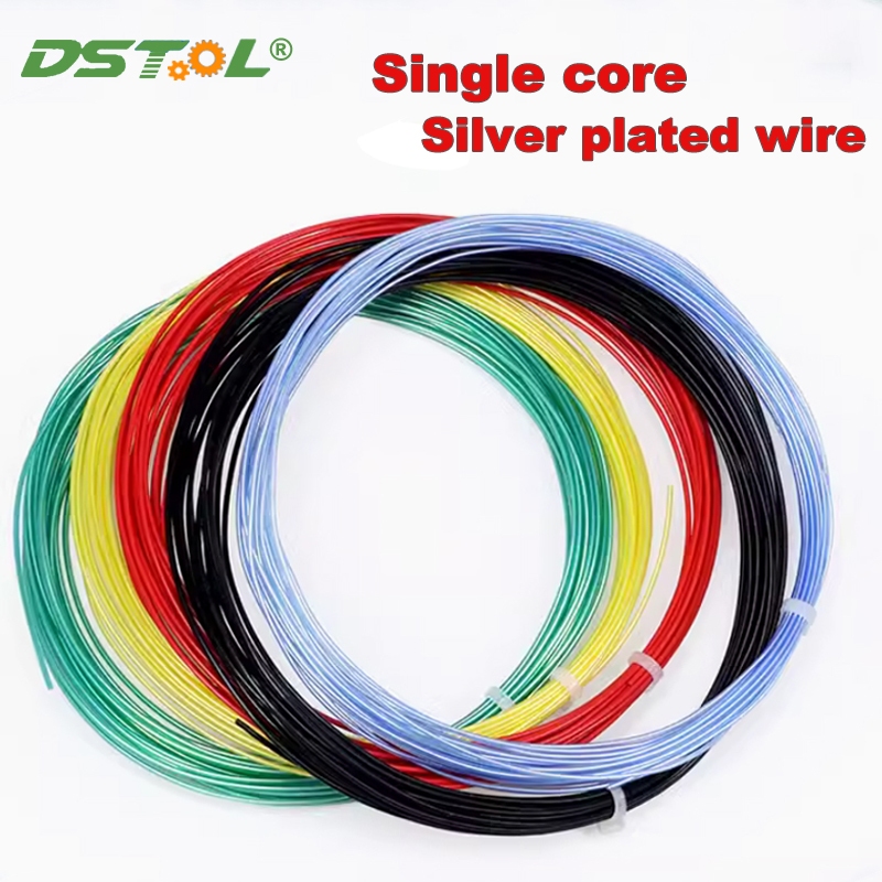1Meter PTFE Silver Plated Copper Wire 30/28 AWG High Temperature Electronic Single Core Micro ...