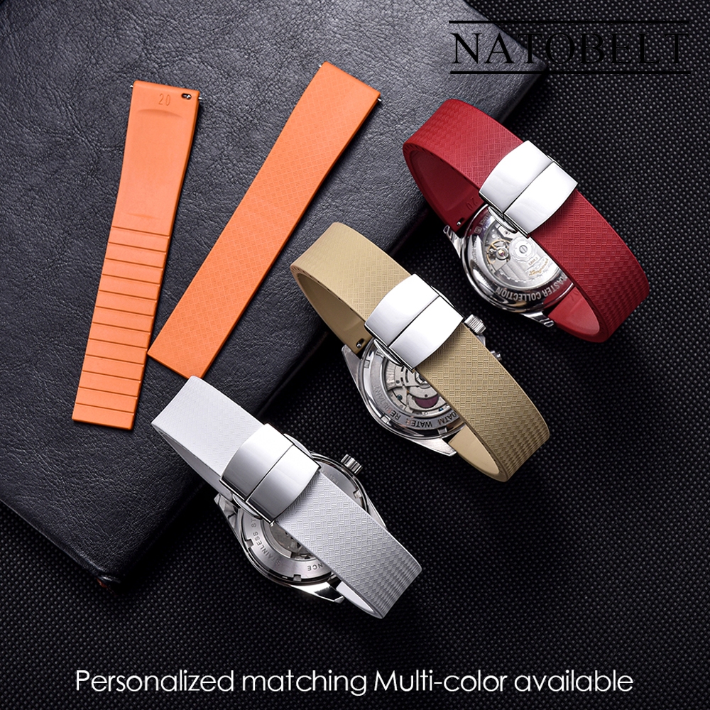 Premium Grade Soft FKM Rubber Watch Strap 18mm 19mm 20mm 22mm New ...
