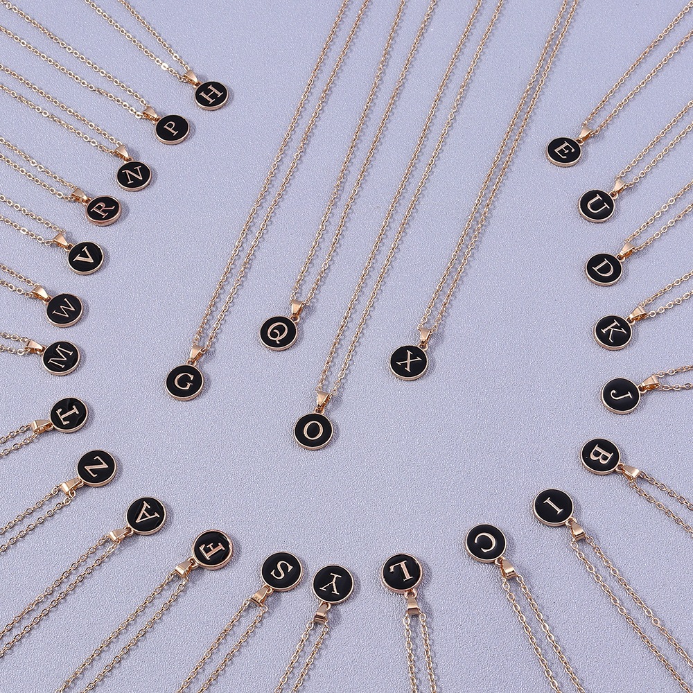 18K Gold Letters Necklace A-Z Pendant Snake Chain Choker Chain tala by ...