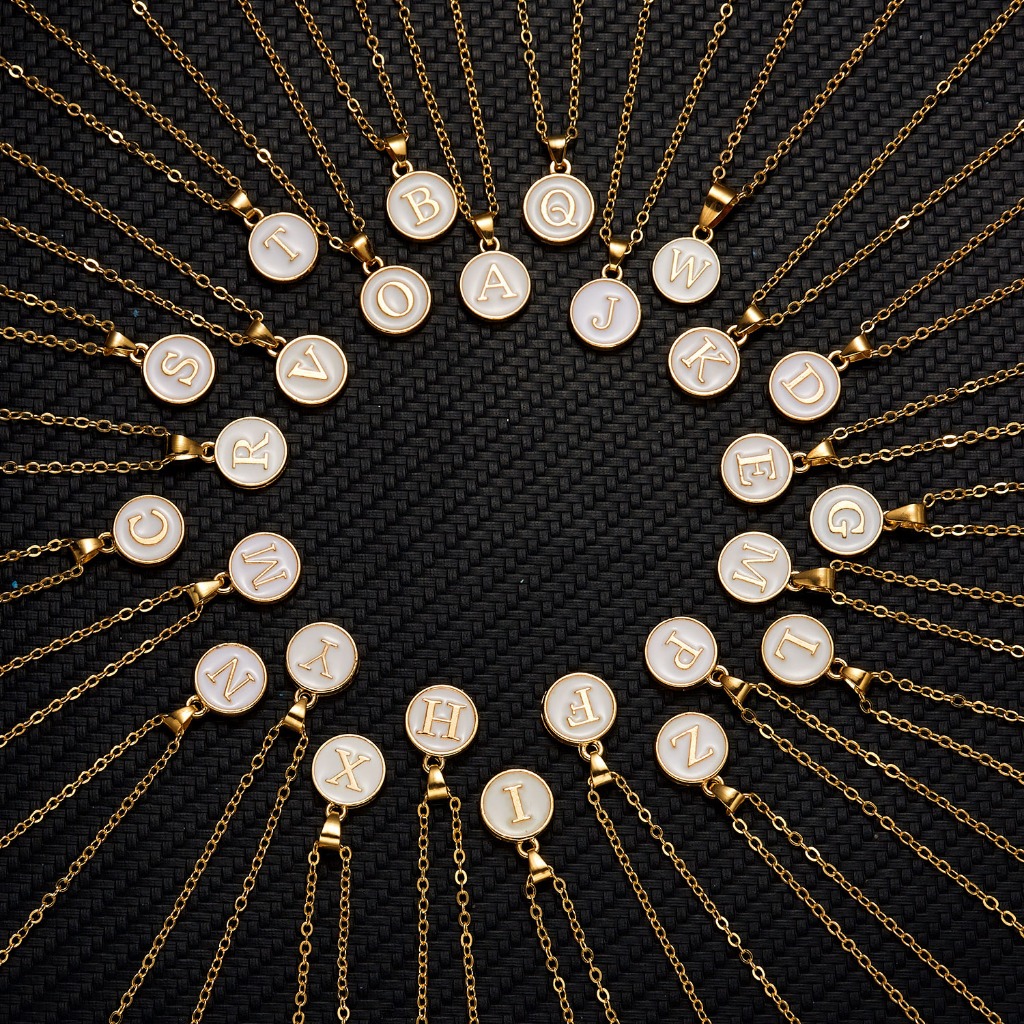 18K Gold Letters Necklace A-Z Pendant Snake Chain Choker Chain tala by ...