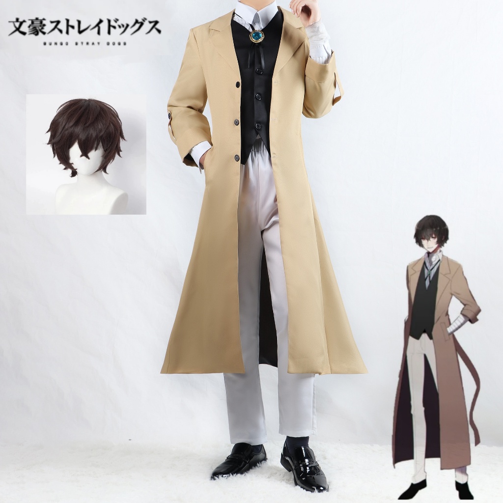 Anime Bungou Stray Dogs dazai osamu Cosplay Man Costume Wig Jacket ...