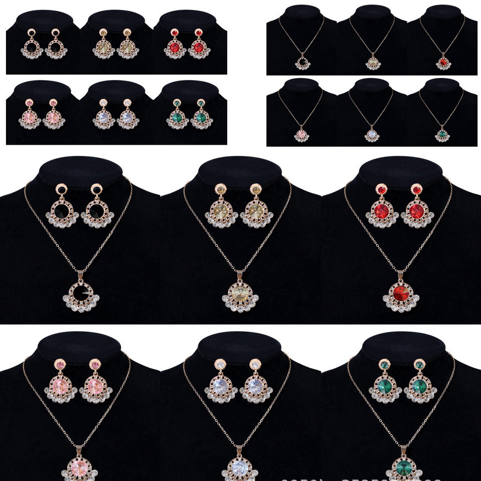European and American Exaggerated Crystal Gem Jewelry Set Vintage ...