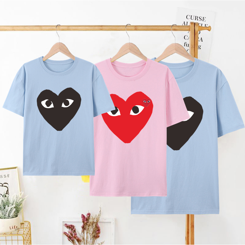 PLAY CDG Embroidery heart Cotton tshirts family set shirts fashion ...