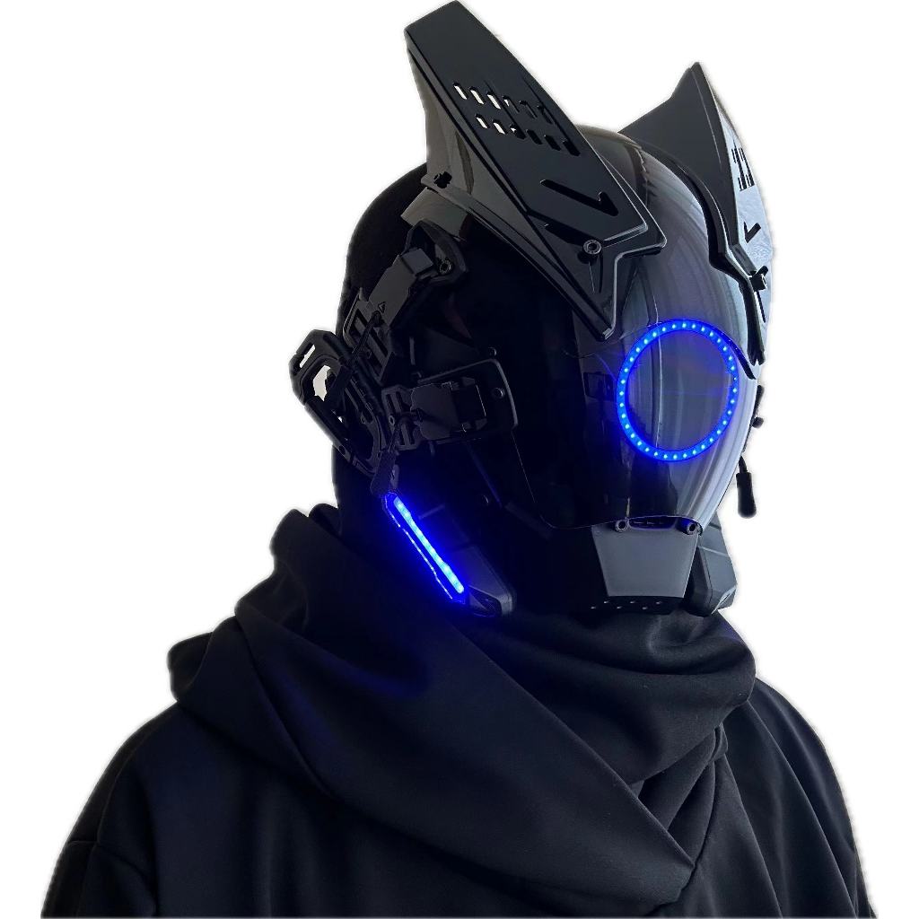 Cyberpunk Mask Helmet Futuristic Mask lights Techwear mask Cosplay ...