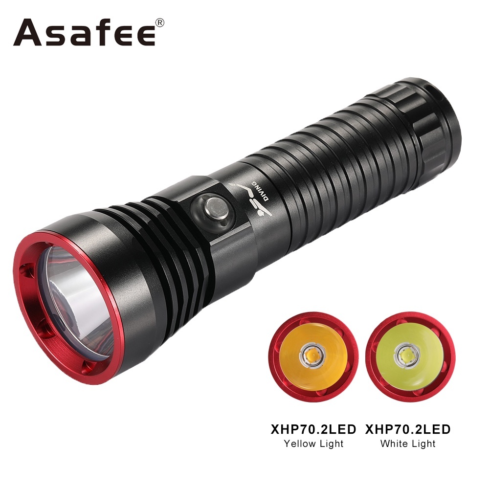 Asafee A17S Powerful LED Diving Flashlight 3000LM XHP50.2/XHP70.2 ...
