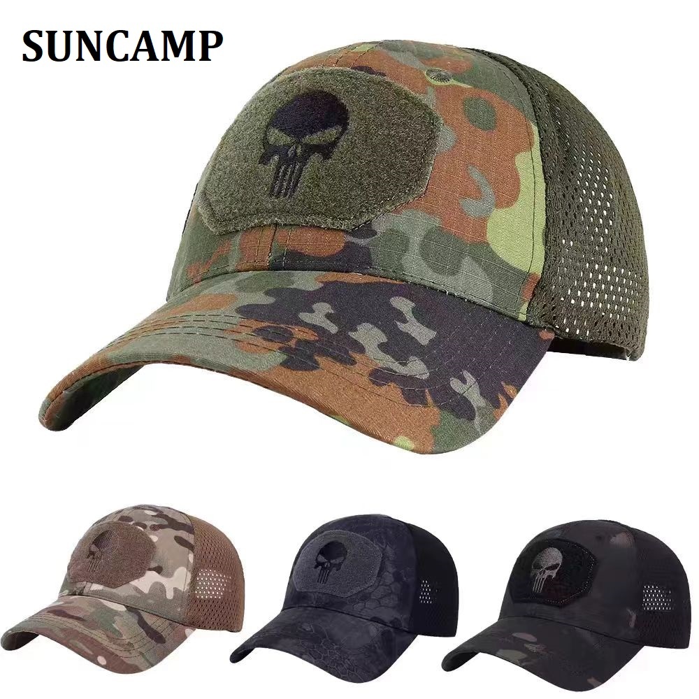 Tactical Cap Camo Baseball Cap Outdoor Skull Logo Cap Velcro Cap ...