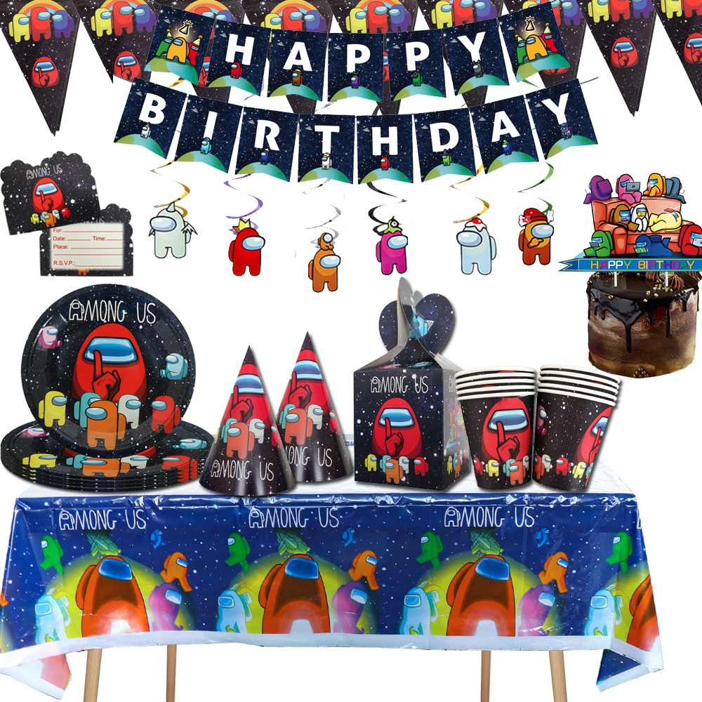 Among Us Theme Birthday Party Decoration Set Disposable Tableware ...