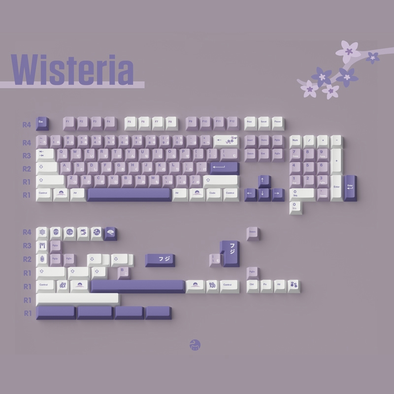 143 Keys GMK Wisteria Keycaps Cherry Profile PBT 5-side Dye Sublimation ...