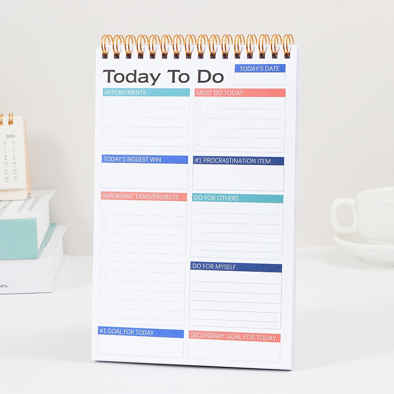 Spiral Daily Planner Notebook - Task CheckList Organizer Agenda Pad for ...