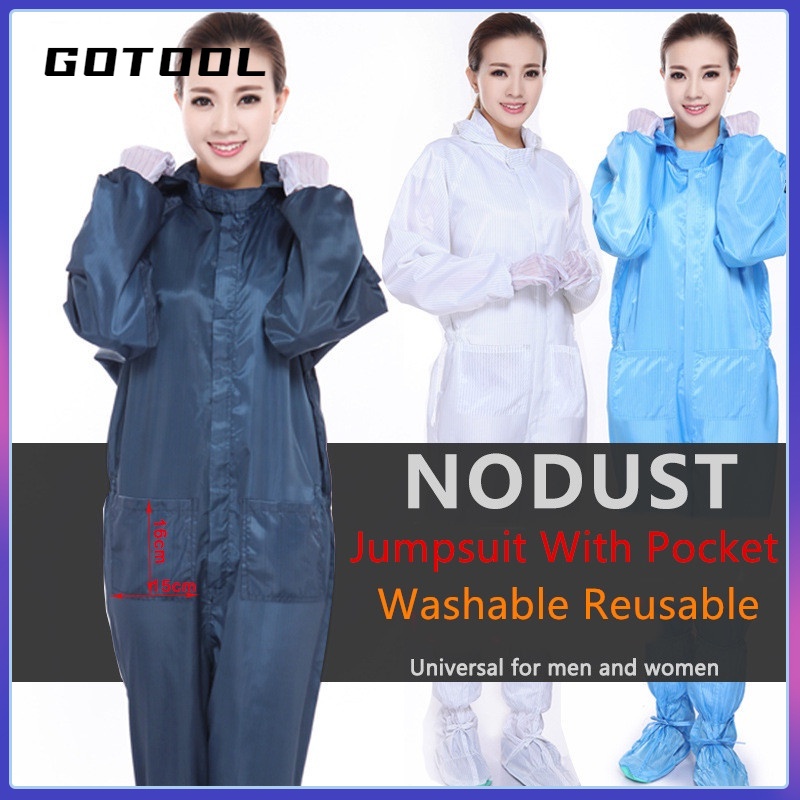 【Gotool】Clean Room Overall with Pocket Coverall ESD PPE Suit Washable ...