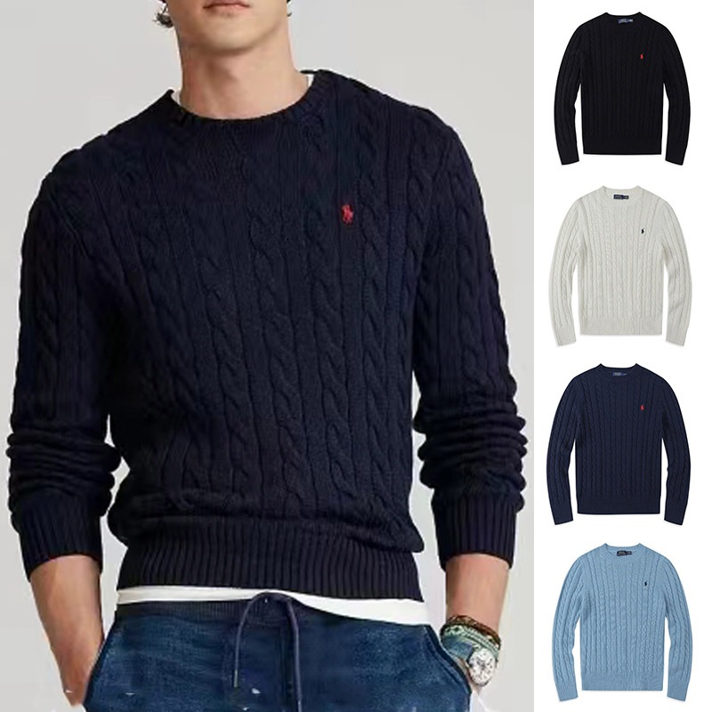 Round Neck Sweater Men's Polo Thickened Sweater RL Spring Autumn Pure ... Round Neck Sweater Men's Polo Thickened Sweater RL Spring Autumn Pure ...