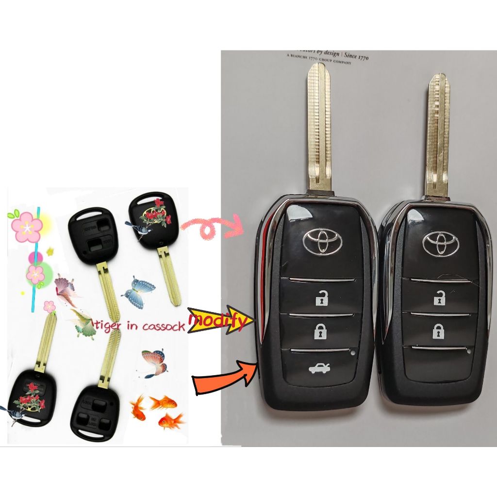 Toyota modified flip 2/3 button key casing for replacing toyota Land ...