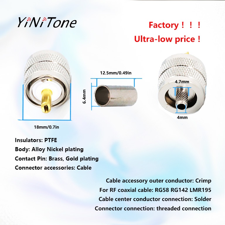 RF Coaxial Solder Adapter UHF PL259 Male Plug For CB Ham Radio Antenna ...