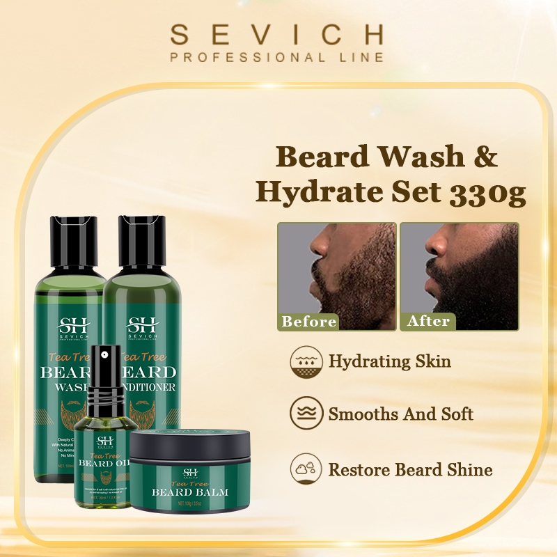 SEVICH Beard Wash Set （Shampoo + conditioner + beard cream + beard oil ...