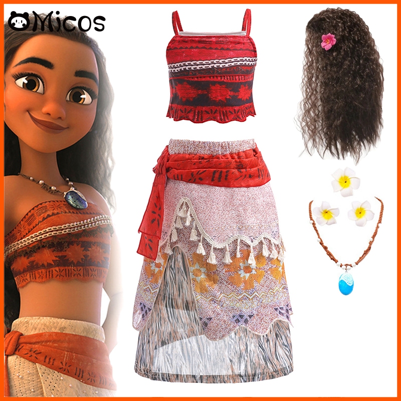 Disney Girls Moana Advanture Cosplay Costume Two Piece Dress up Kids ...