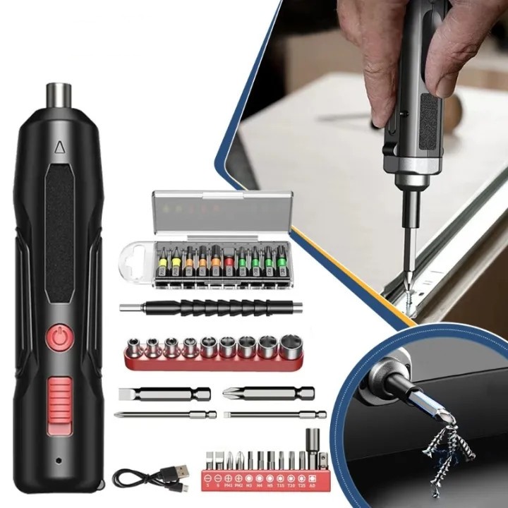 Cordless Screwdriver Handheld Electric Drill Hammer Drill 4V Electric ...