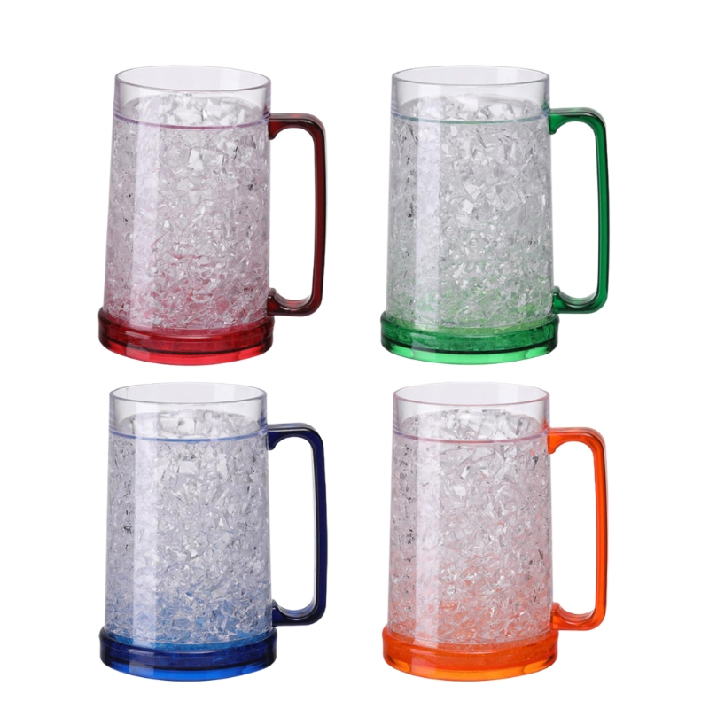 Freezer Ice Beer Mug Double Wall Gel Frosty Beer Cup Drinking Glasses ...
