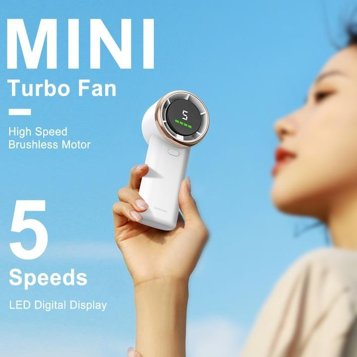 3600mAh battery Portable Rechargeable Handheld Mini Fan 5 speed Digital ...