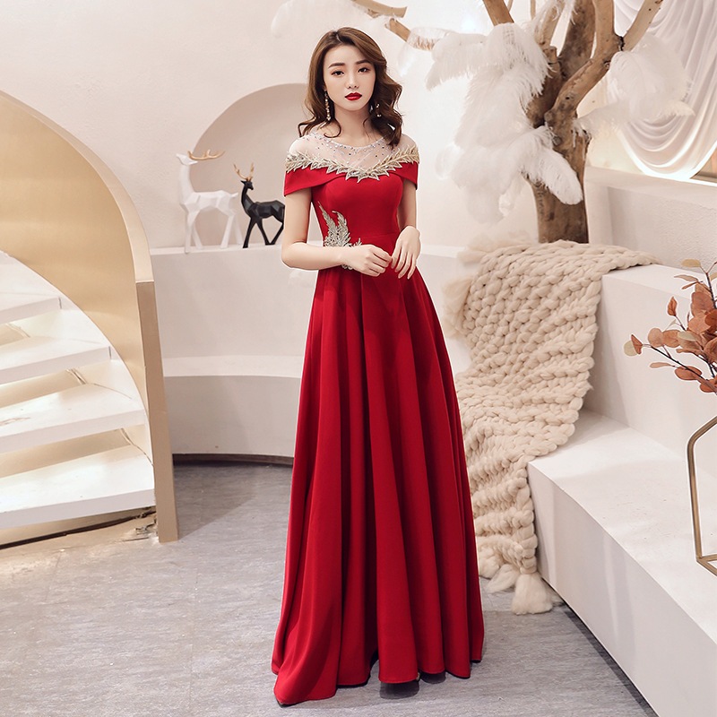EAGLELY Formal Female Toast Formal Red Long Dineer Party Evening Dress ...