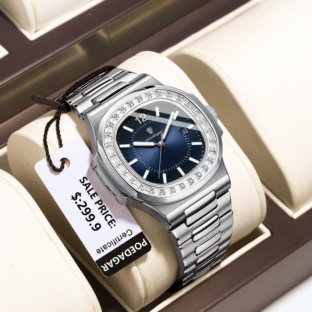 POEDAGAR Luxury Men Watch Diamond Quartz Watch for Mens Fossil Original ...