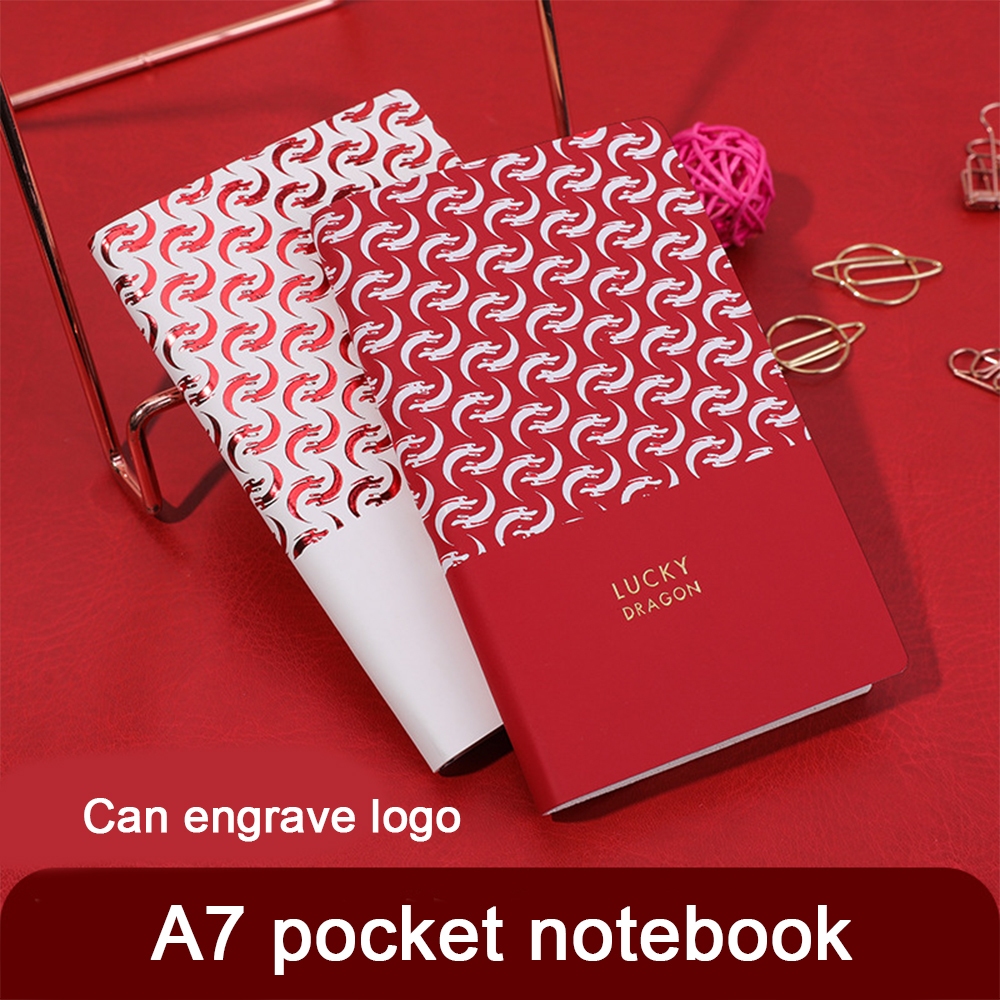 (Free logo engraving) A7 leather portable notepad, trumpet ledger ...