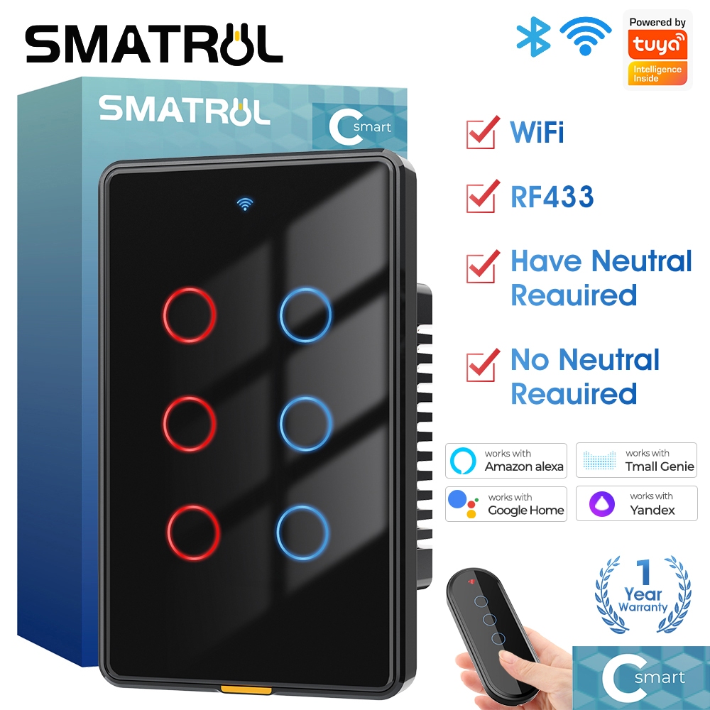 SMATRUL Tuya Smart Home Neutral-Free Wireless WiFi RF433 US Wall Light ...